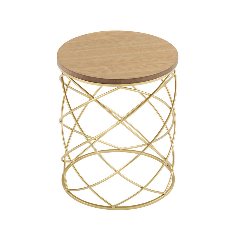 Mercer41 Golden Side table [MDF TOP+ METAL FRAME] | Wayfair
